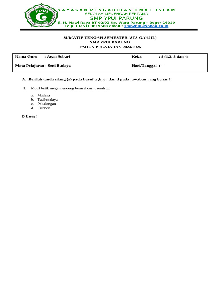 Kop Sts Ganjil 2024-2025 | PDF