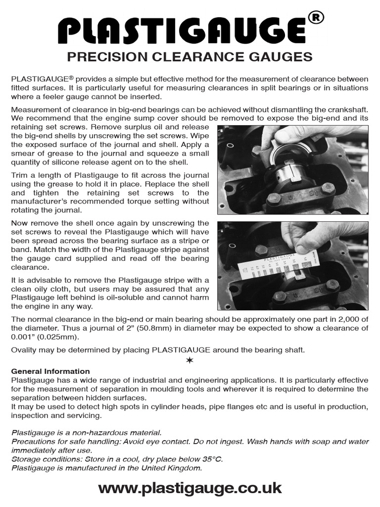 Plastigauge Leaflet English | PDF