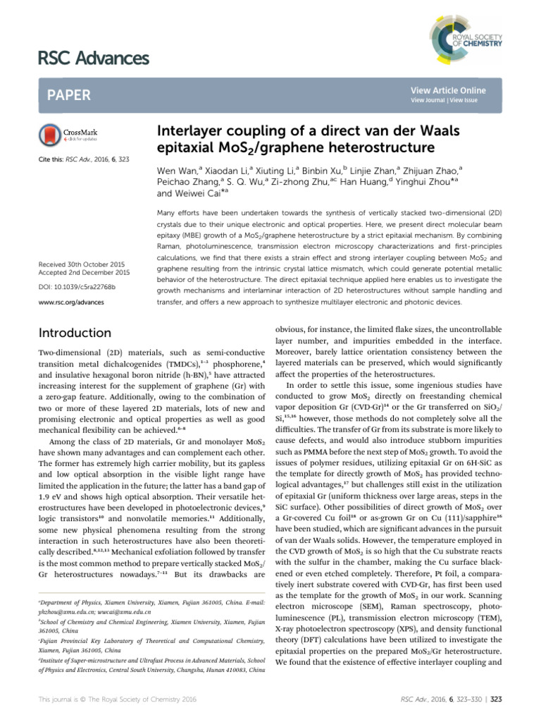 2016 Interlayer Coupling of A Direct Van Der Waals | PDF