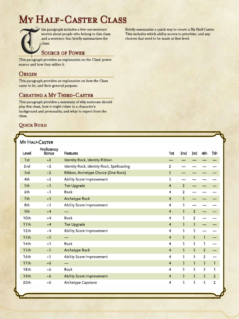 Half Caster Template | PDF