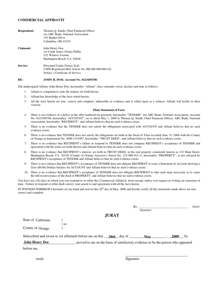 i - Commercial Affidavit | Affidavit | Notary Public