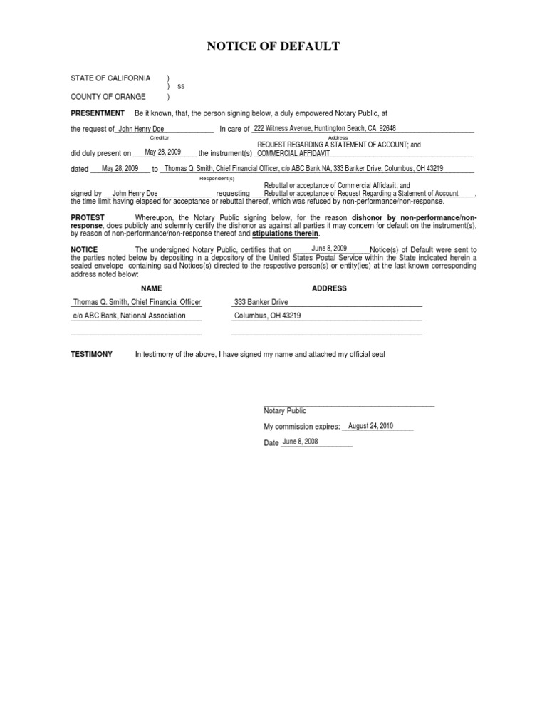 II - Notice of Default | PDF