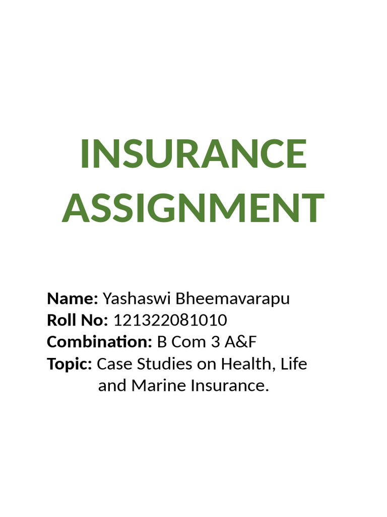 Insurance Assignment | PDF
