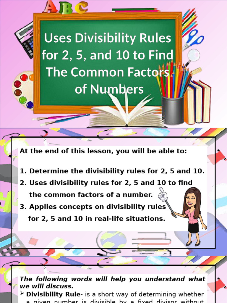 Q1 Week 1 - Divisibility Rules 2,5,10,3,6,9 | PDF