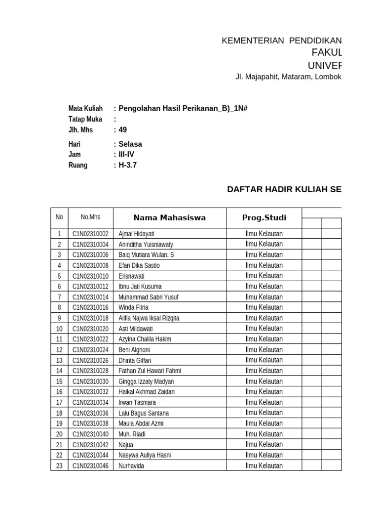 Ilmu Kelautan Pengolahan Hasil Perikanan B) 1N# | PDF