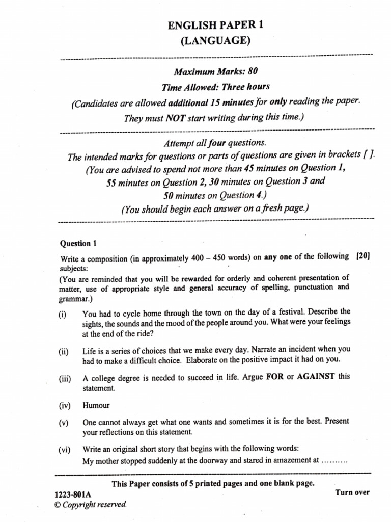 English Paper 1 (Language) | PDF