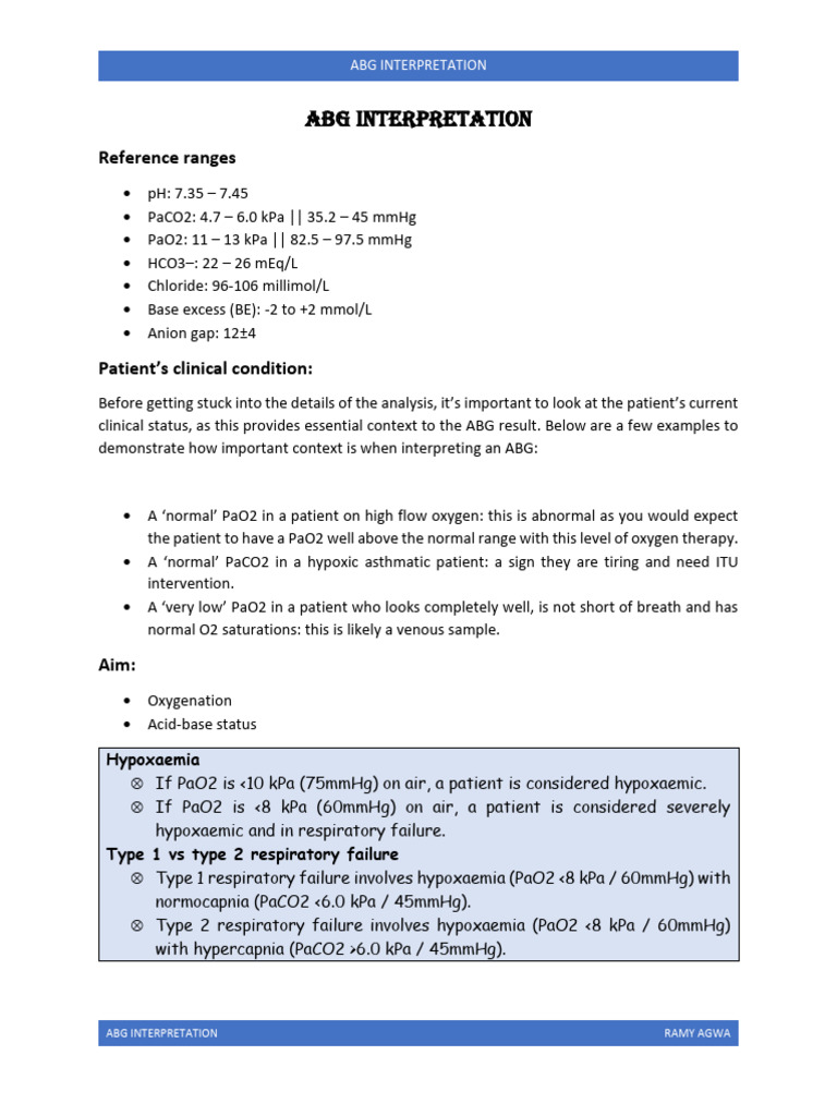 ABG Interpretation | PDF