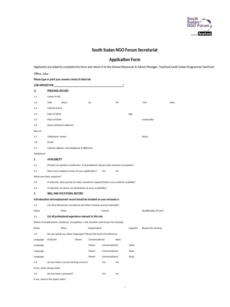 NGO Forum Application Form | PDF