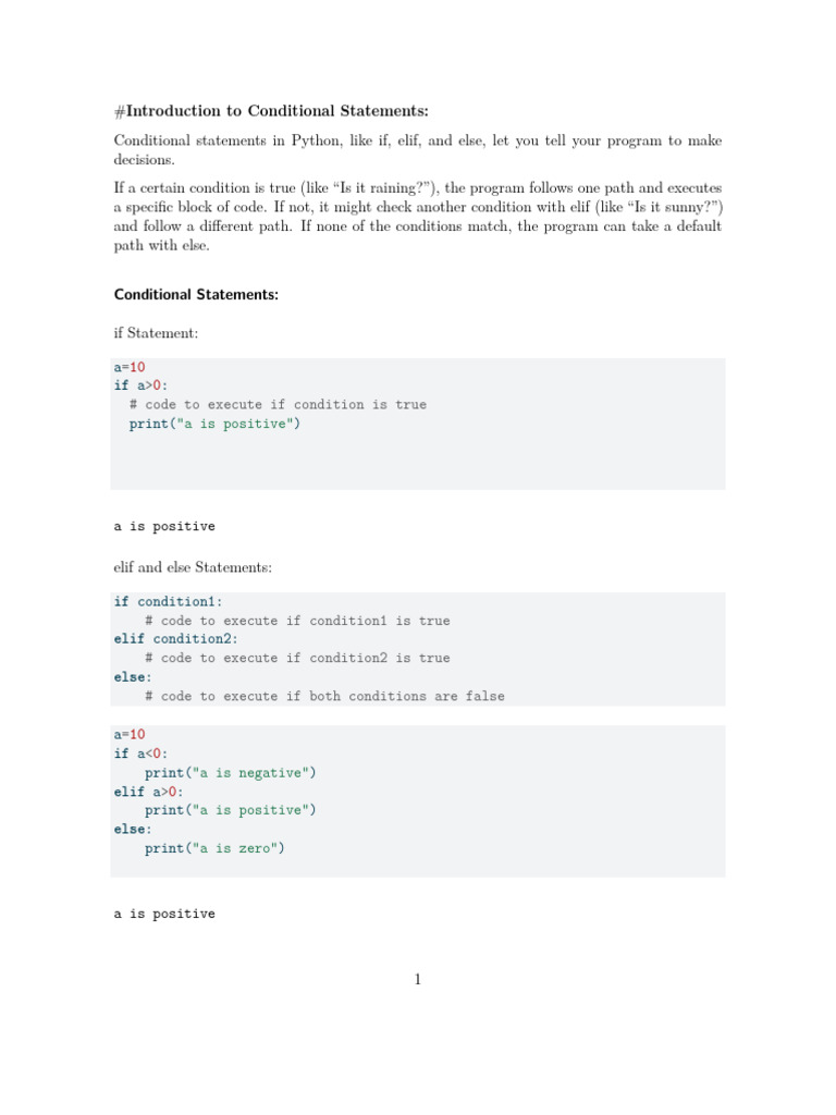 ConditionalStatements Loops | PDF