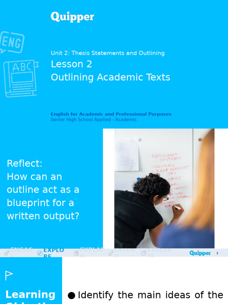 EAP11 12 Unit-2 Lesson-2 Outlining-Academic-Texts | PDF