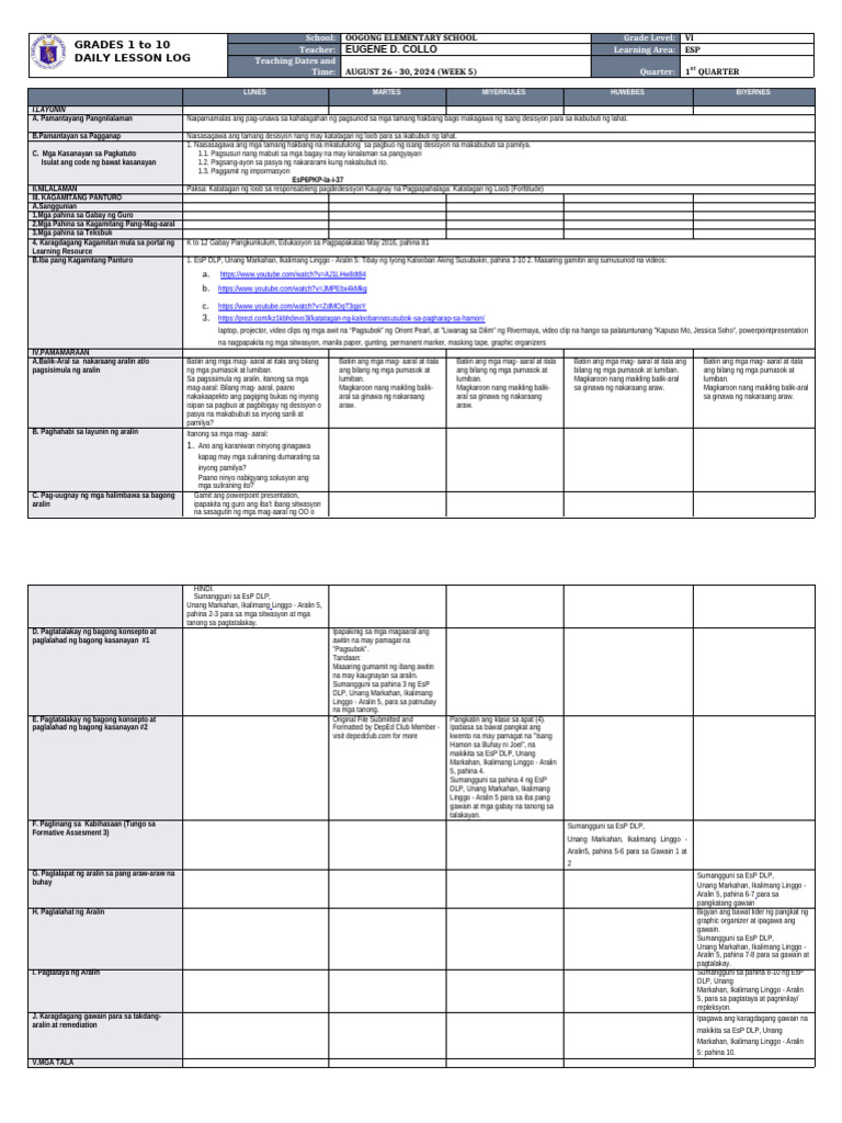 W5 Esp Quarter 1 | PDF