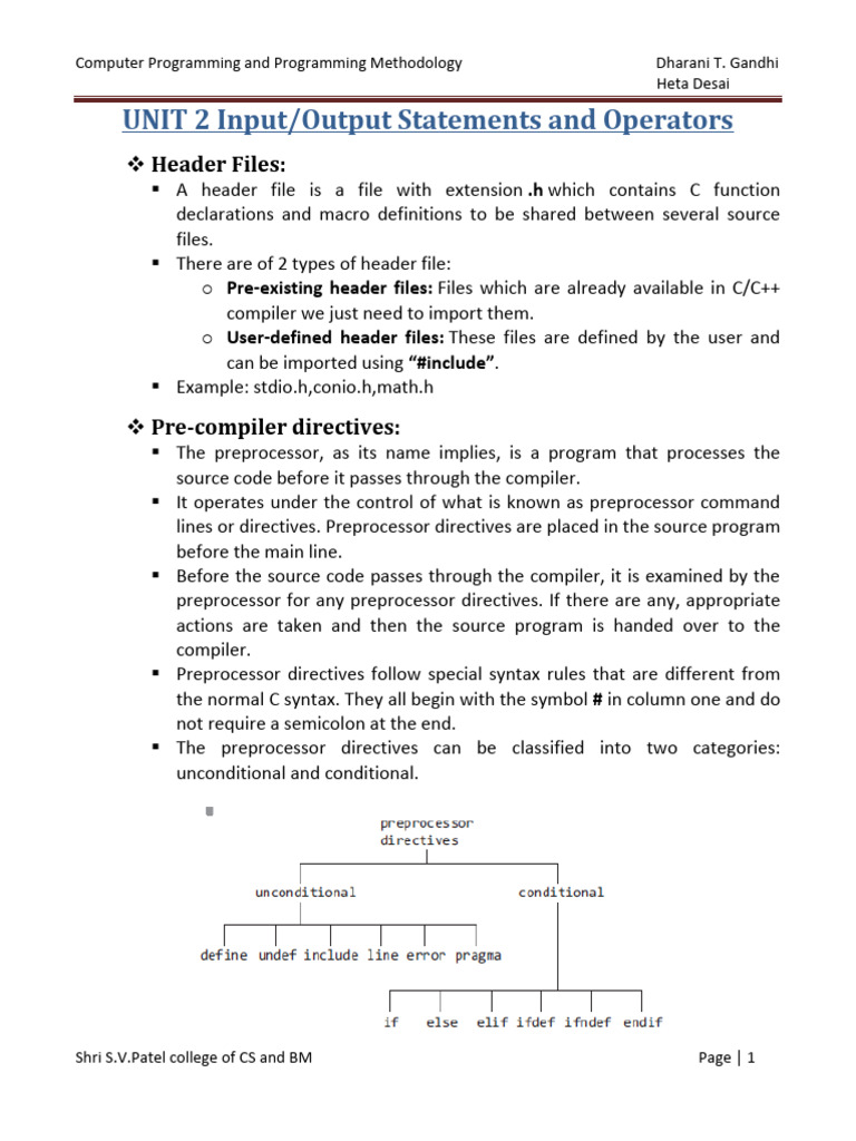 Unit2-CPPM and Operators1 | PDF