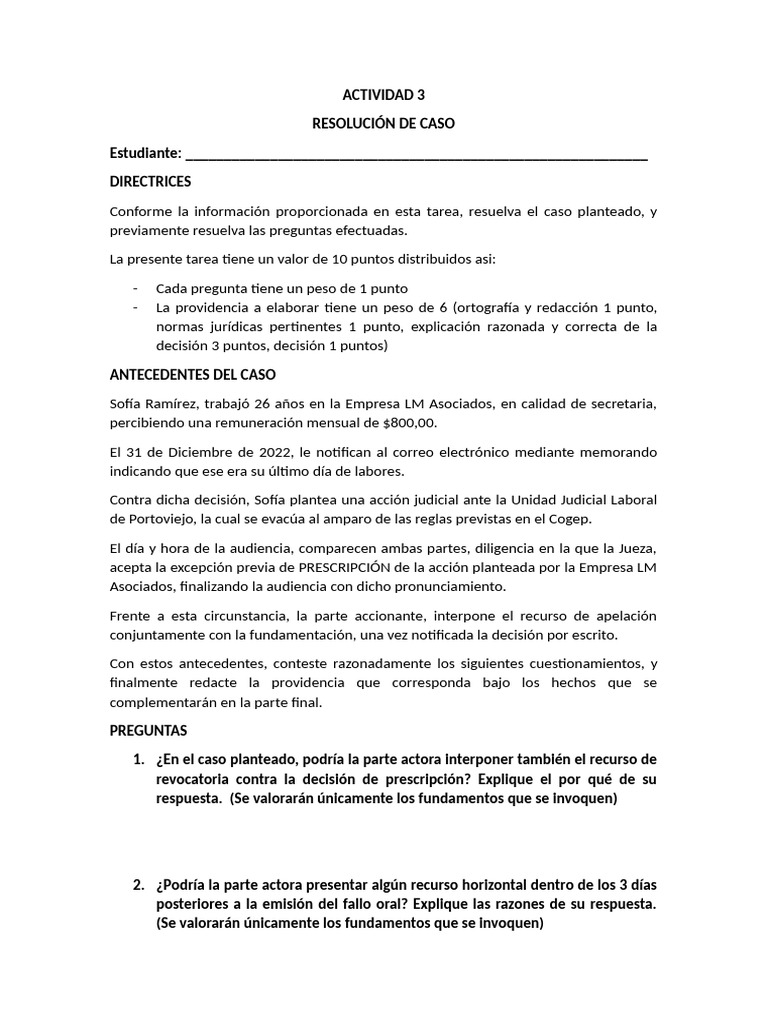 Caso A Resolver ACTIVIDAD 3 | PDF