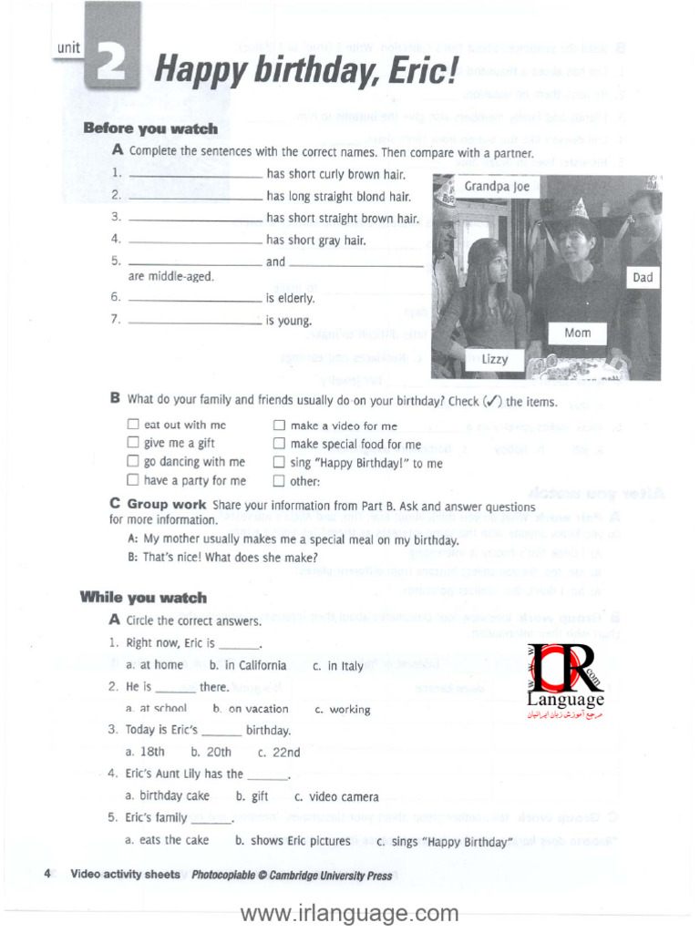 Four Corners 2 VideoActivity 2 | PDF