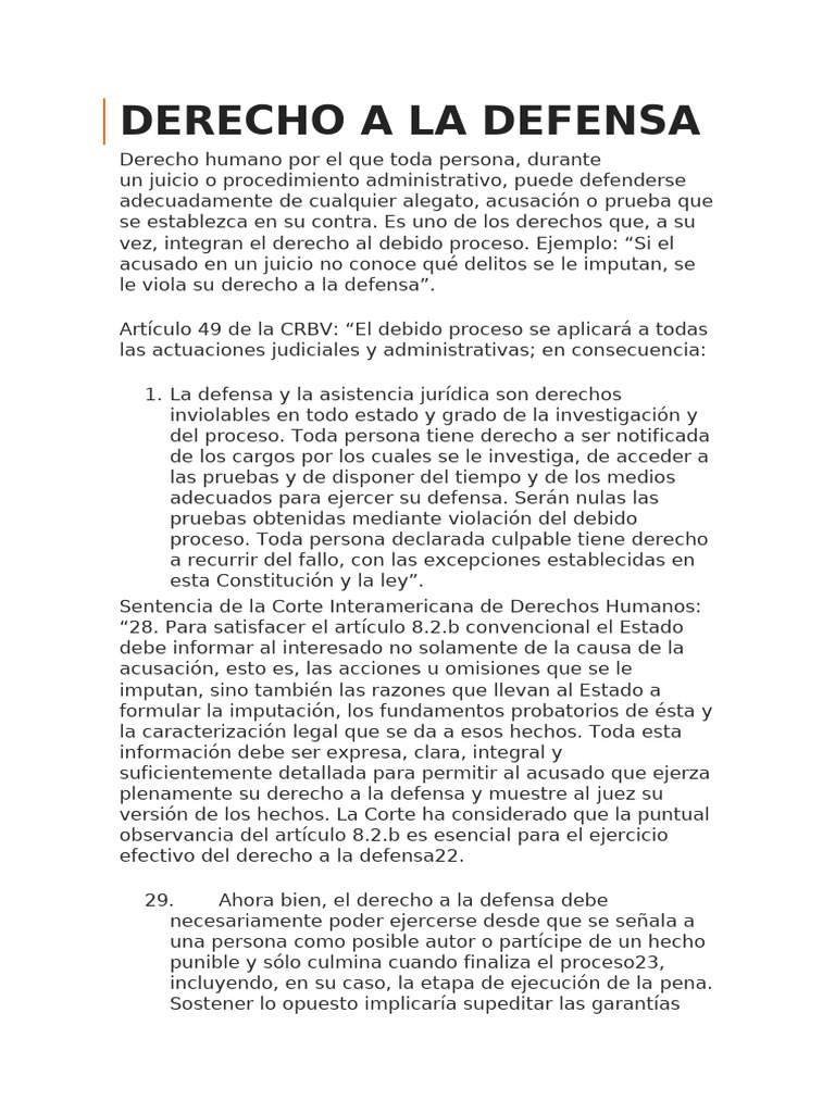 Derecho A La Defensa | PDF