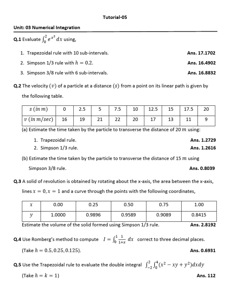 MA203 Tut5 With Answers | PDF
