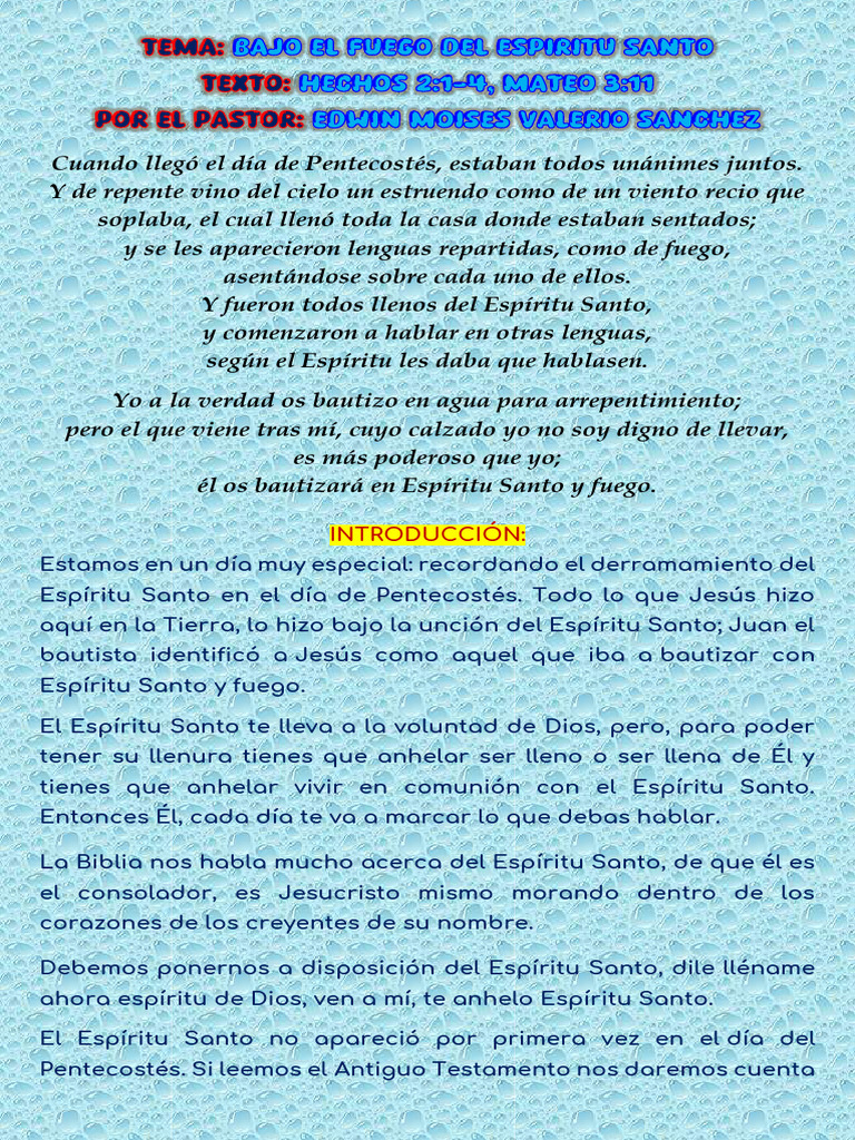 Bajo El Fuego Del Espíritu Santo | PDF