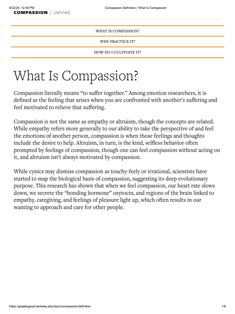 Compassion Definition - What Is Compassion | PDF