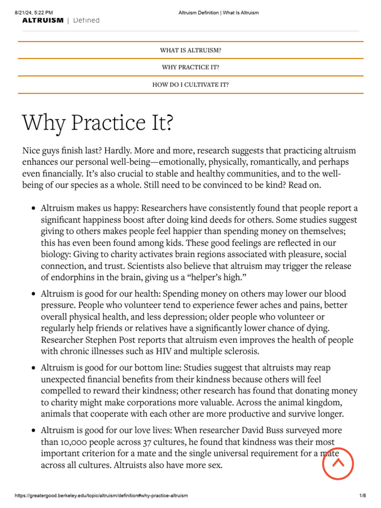 Altruism Definition - Why Practice It | PDF