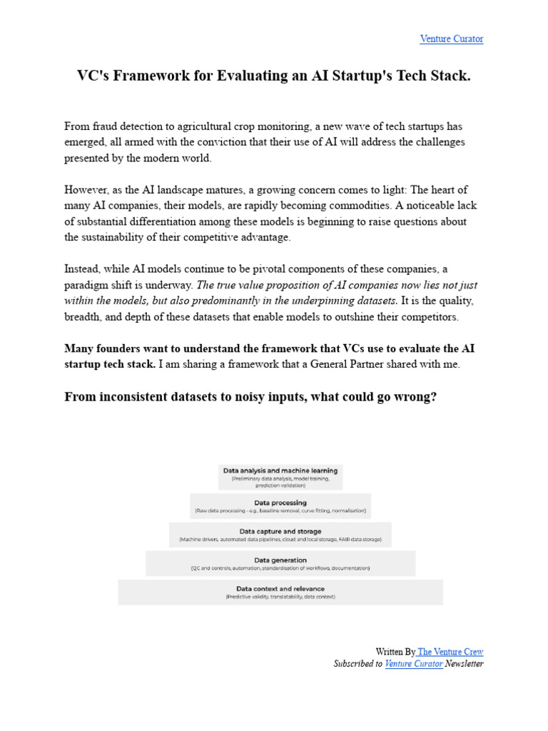 VC's Framework For Evaluating An AI Startup's Tech Stack | PDF ...