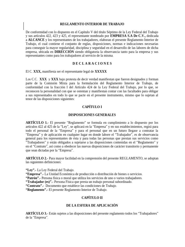 Ejemplo de Reglamento | PDF | Derecho laboral | Salario