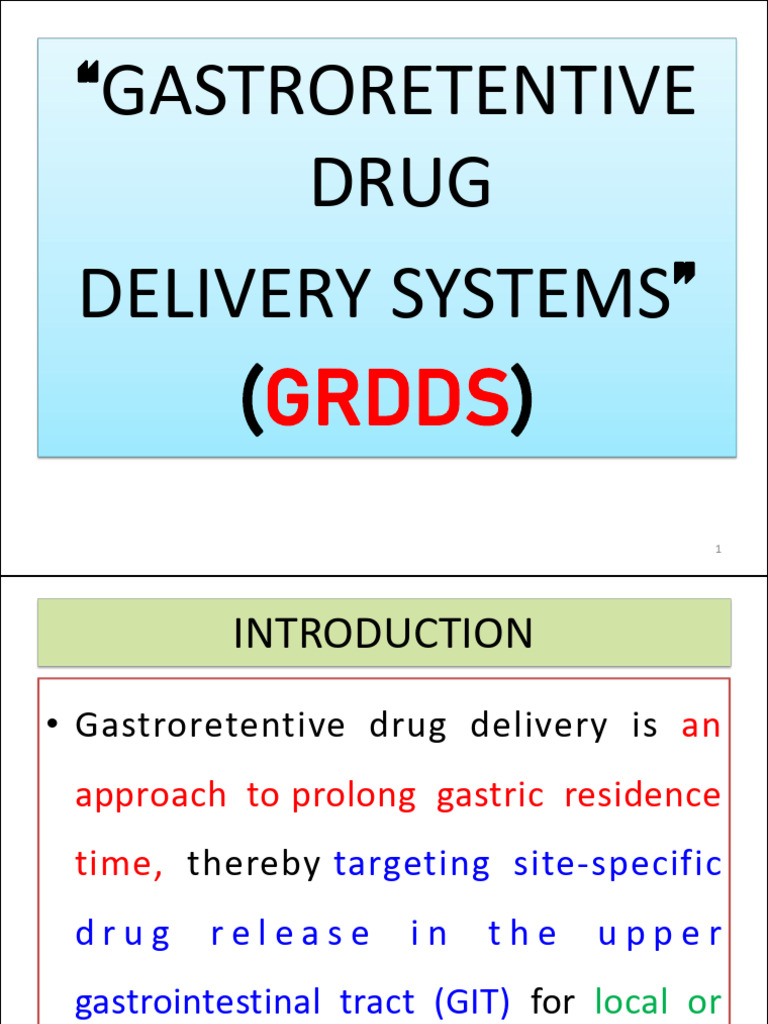 Gastroretentive Drug Delivery Systems | PDF