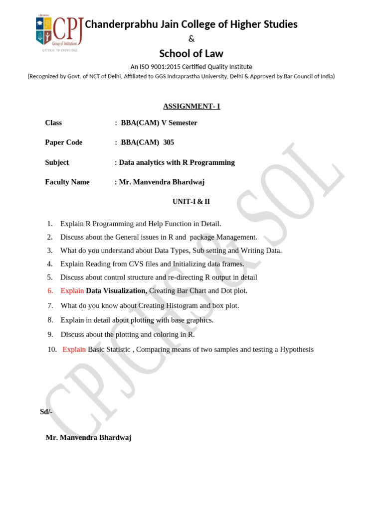 Assignment Data Analytics With R Programming Pdf