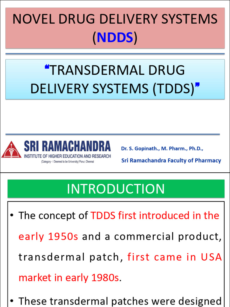 Trans Dermal Drug Delivery Systems | PDF