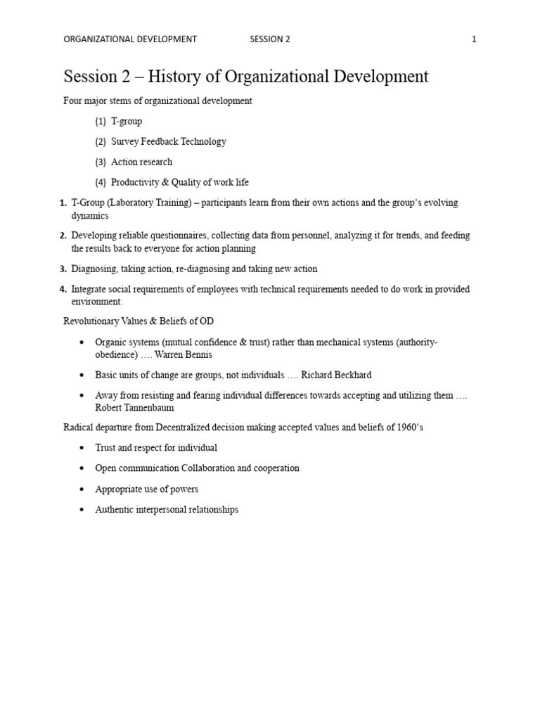 History of Organizational Development | PDF
