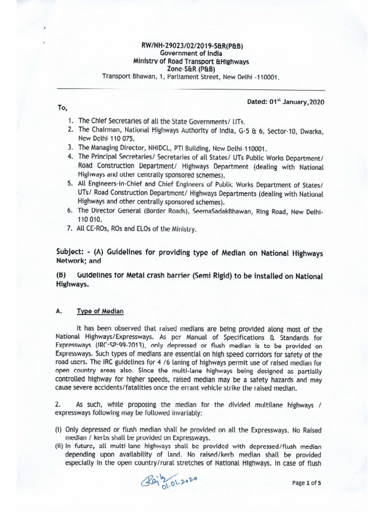 MoRTH Circular 01012020 | PDF