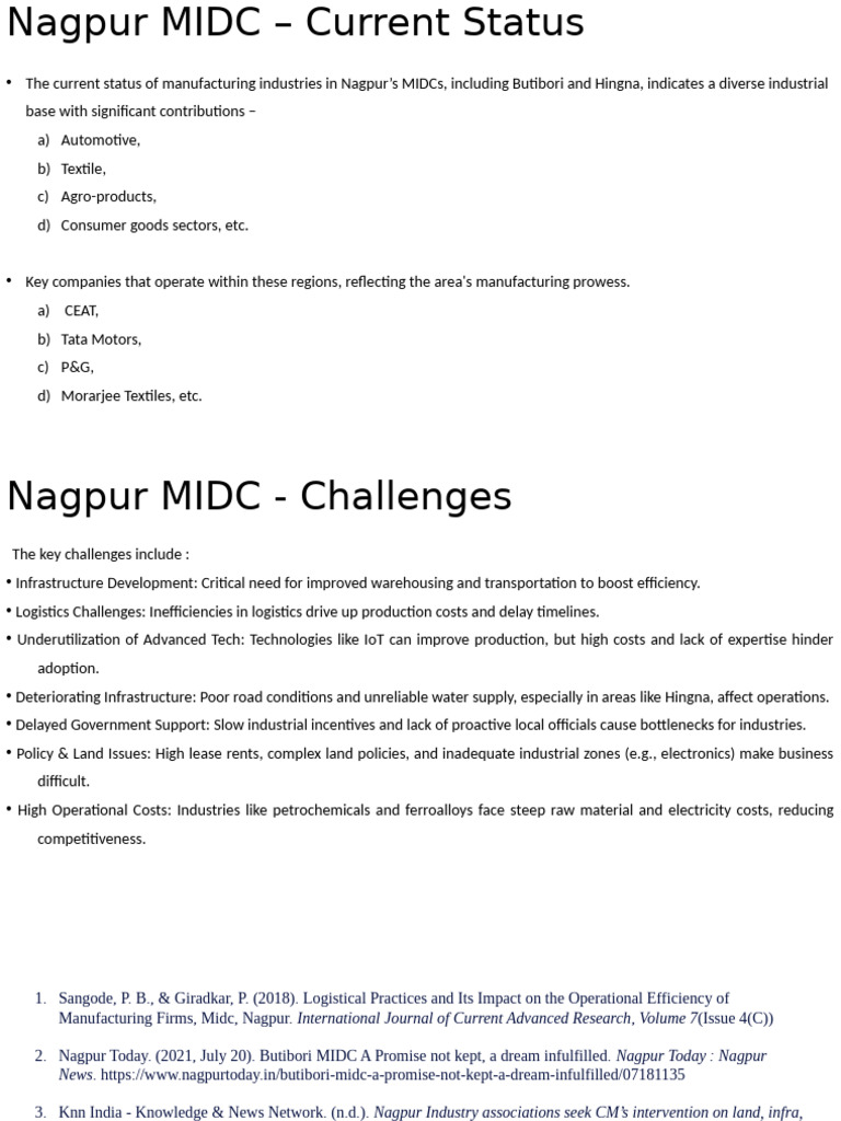 Nagpur MIDC - Current Status | PDF