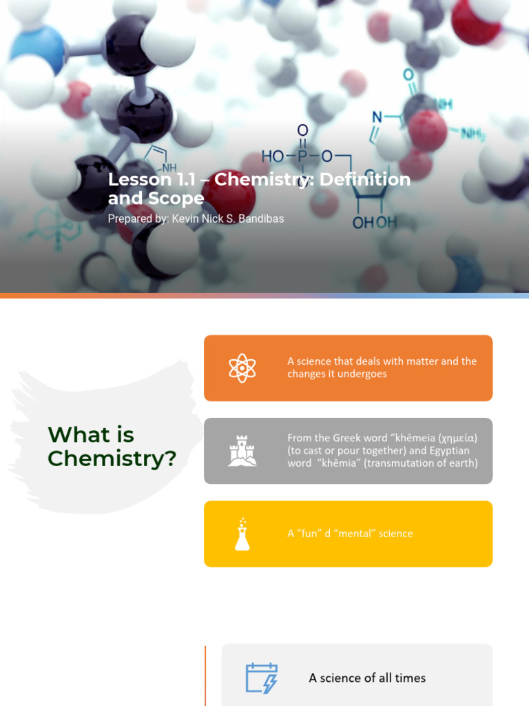 Lesson 1.1 - Chemistry, Definition and Scope NEW | PDF