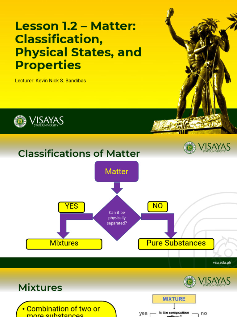 Lesson 1.2 - Matter. Classification, Physical States, and Properties | PDF