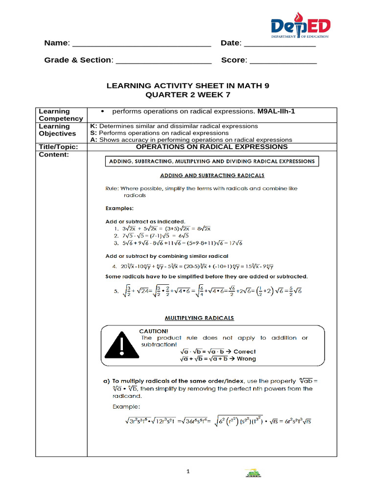 LAS_Math 9 Quarter 2 Week 7 | PDF