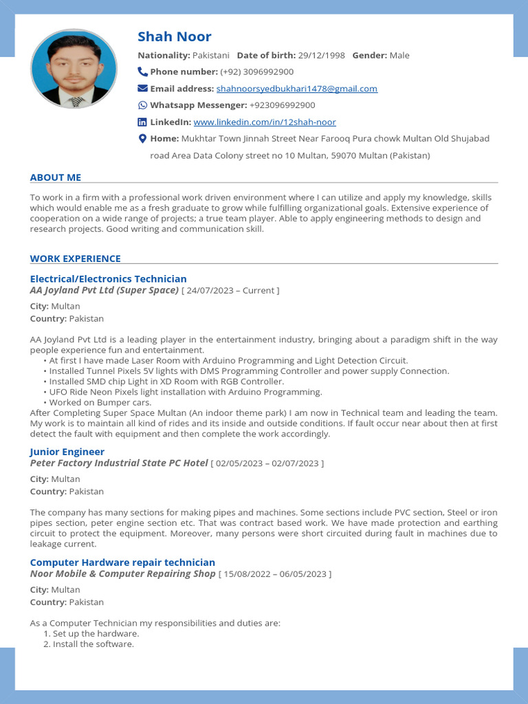 CV Shahnoor Oct | PDF