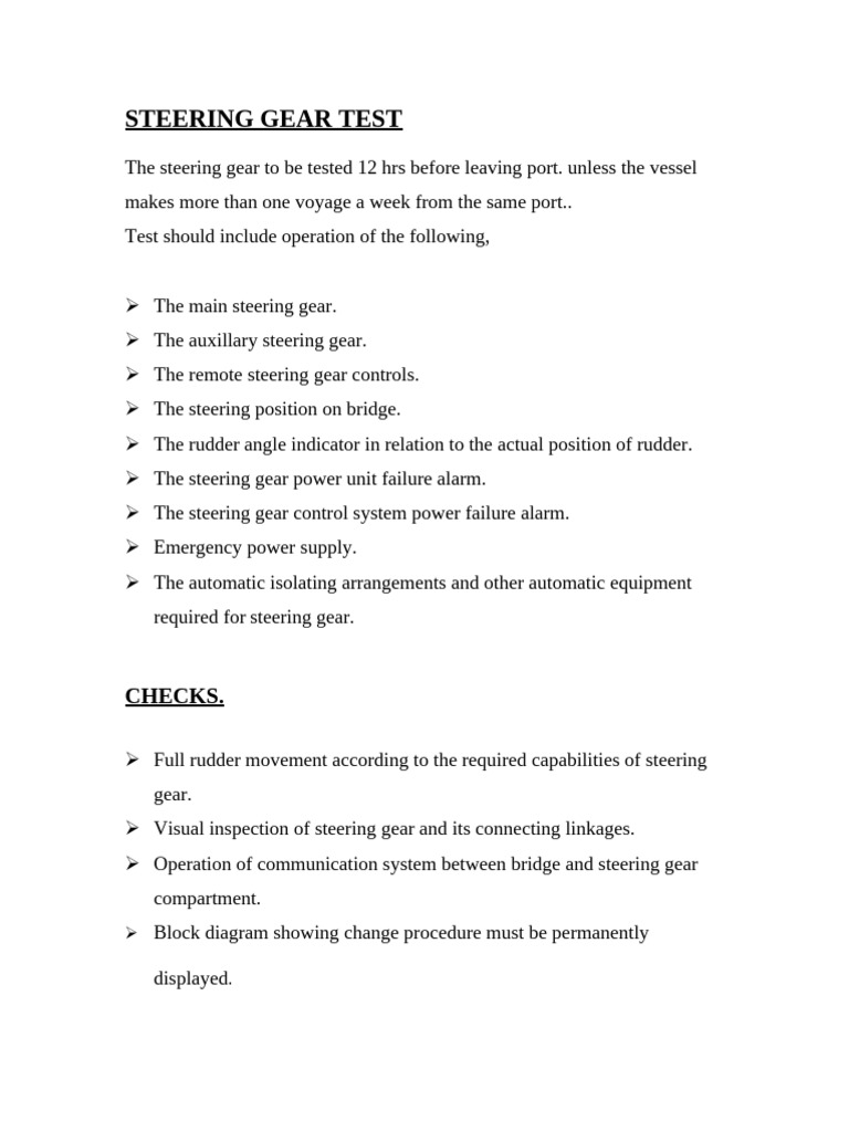 Steering Gear Test | PDF