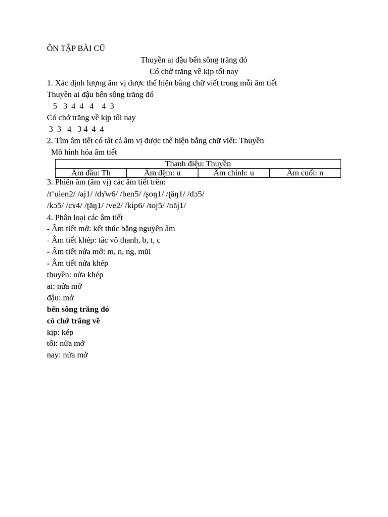 NMVNH - ÔN TẬP BÀI CŨ | PDF