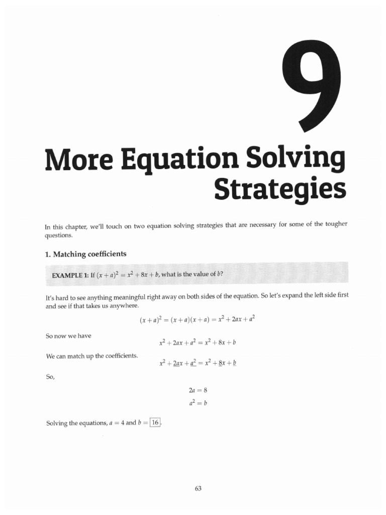 CP SAT Math - Chapter 9 - More Equation Solving Strategies | PDF