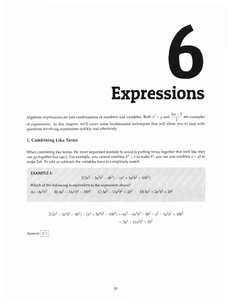 CP SAT Math - Chapter 6 - Expressions | PDF