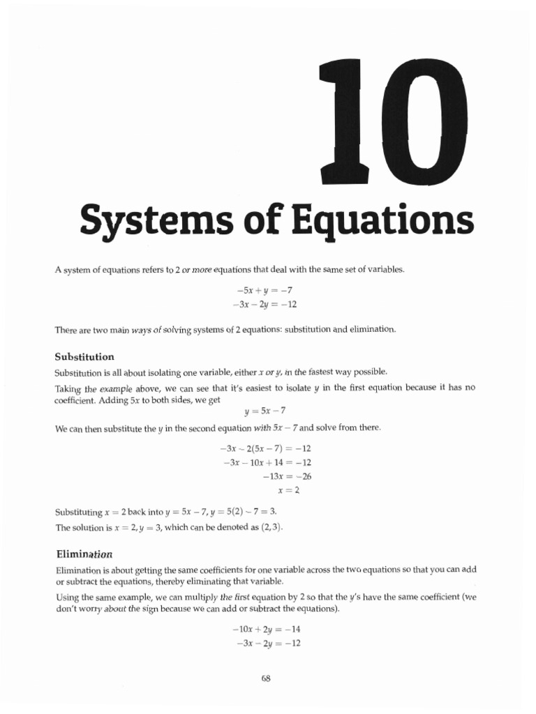 CP SAT Math - Chapter 10 - Systems of Equations | PDF