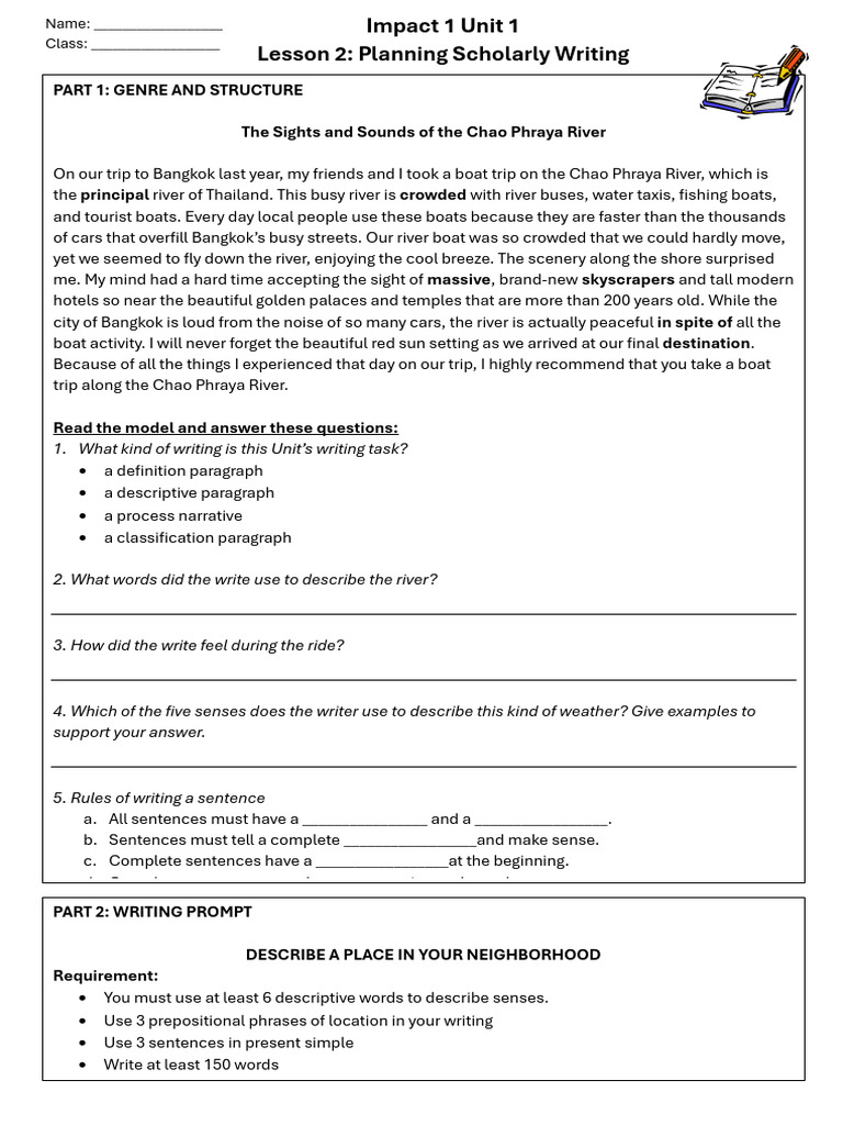 I1U1L3.3 Writing Worksheet | PDF