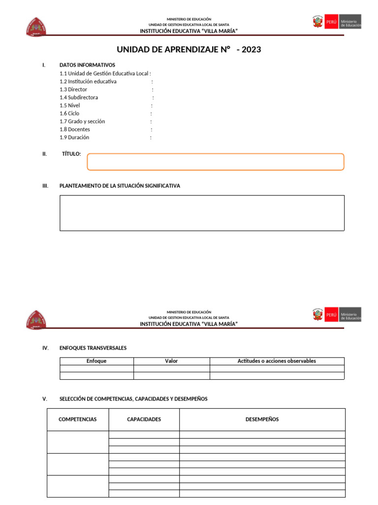FORMATO DE UNIDAD DE APRENDIZAJE | PDF