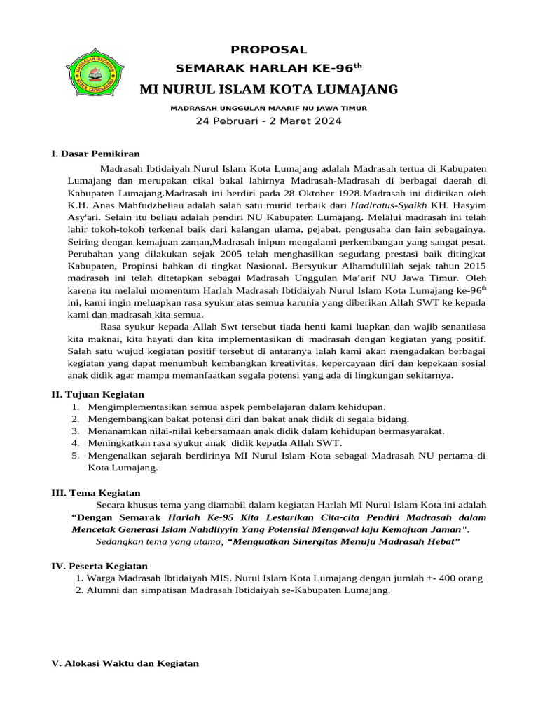 Proposal Harlah 2024 | PDF