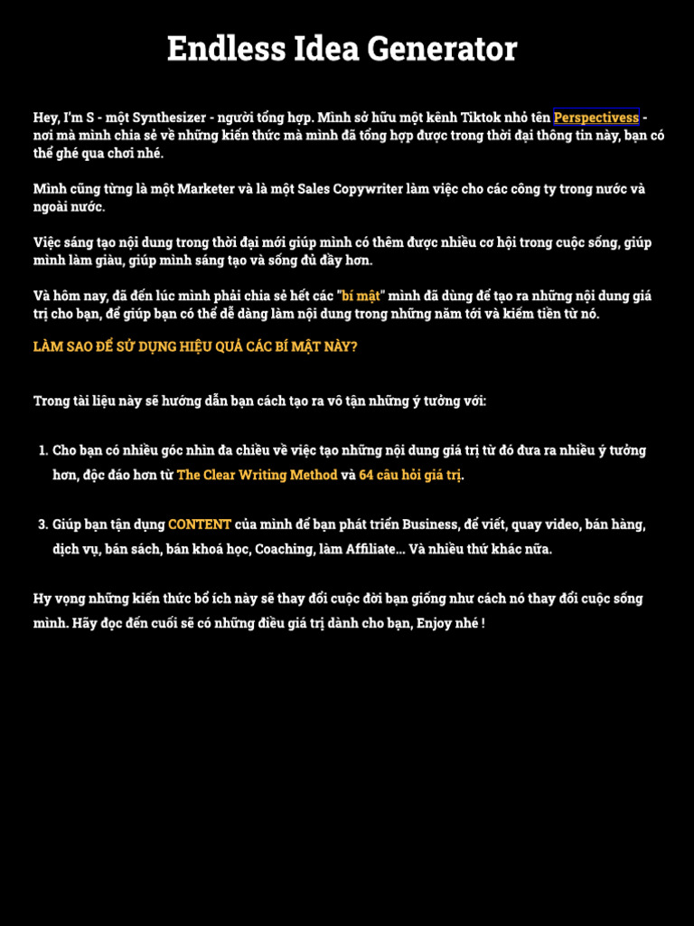 The Endless Idea Generator | PDF