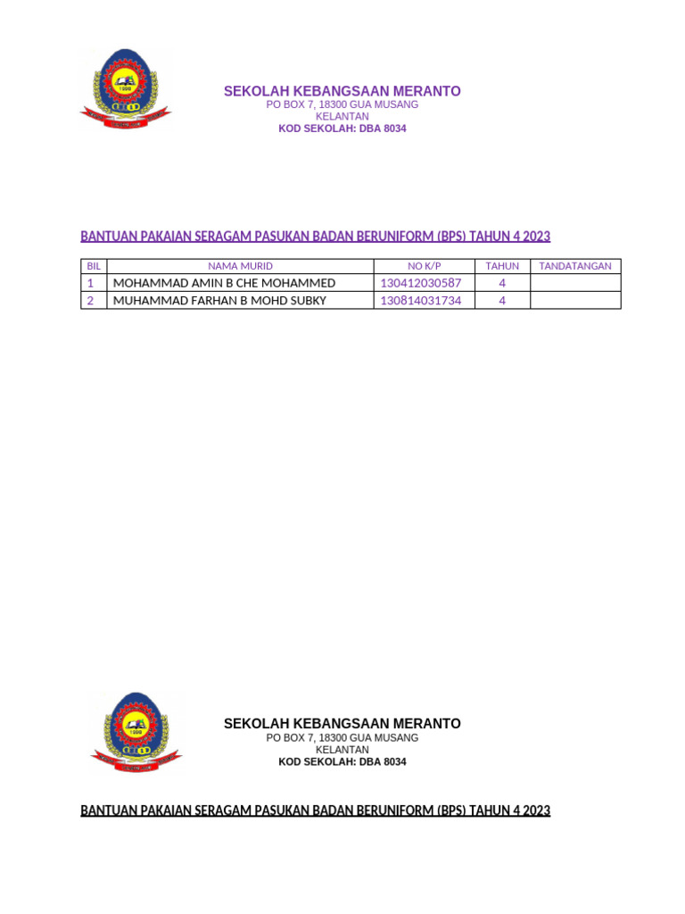 Bantuan Pakaian Seragam Pasukan Badan Beruniform | PDF