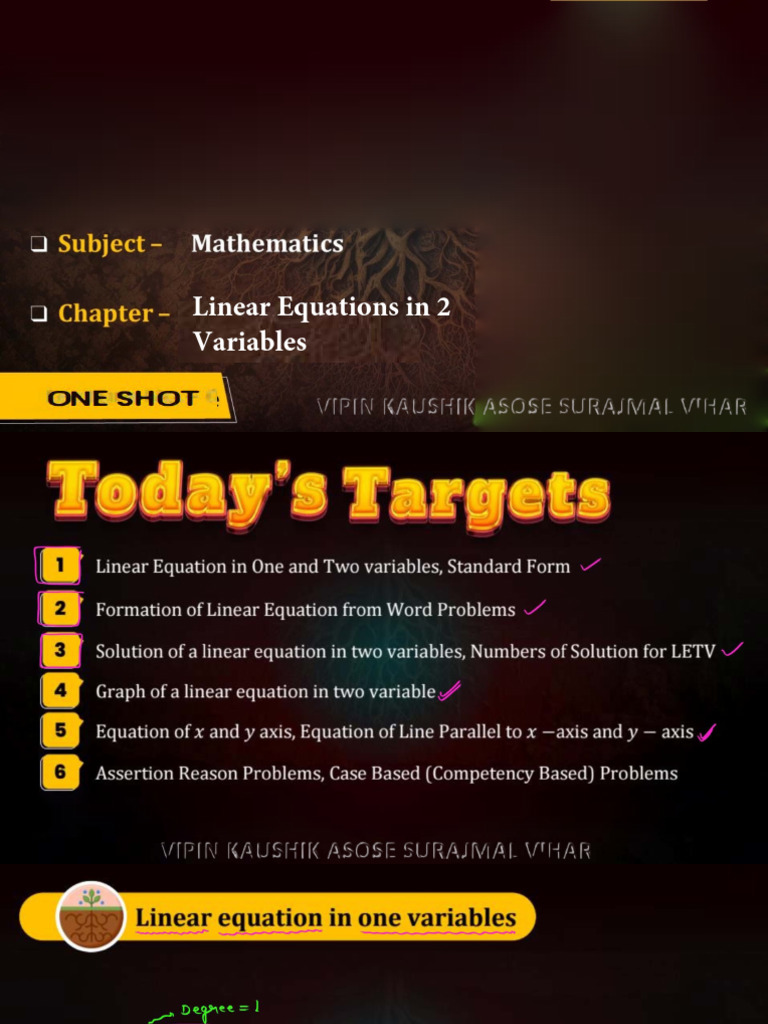 IX Linear Equations in 2 Variables - Class Notes - SOSE | PDF