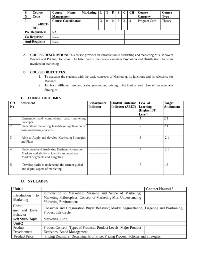 MBA MM Syllabus 2024 | PDF