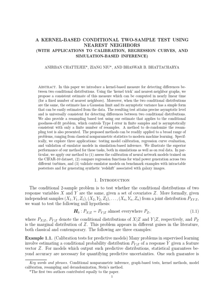 A KERNEL-BASED CONDITIONAL TWO-SAMPLE TEST USING | PDF A KERNEL-BASED CONDITIONAL TWO-SAMPLE TEST USING | PDF