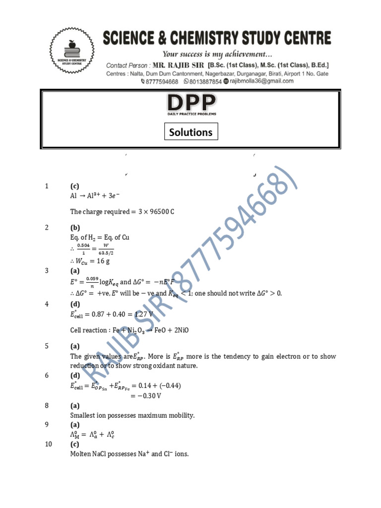 DPP 1 Solutions | PDF