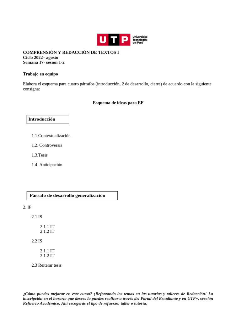S17.s1-s2 Esquema para Examen Final (Material) 2022 Agosto | PDF